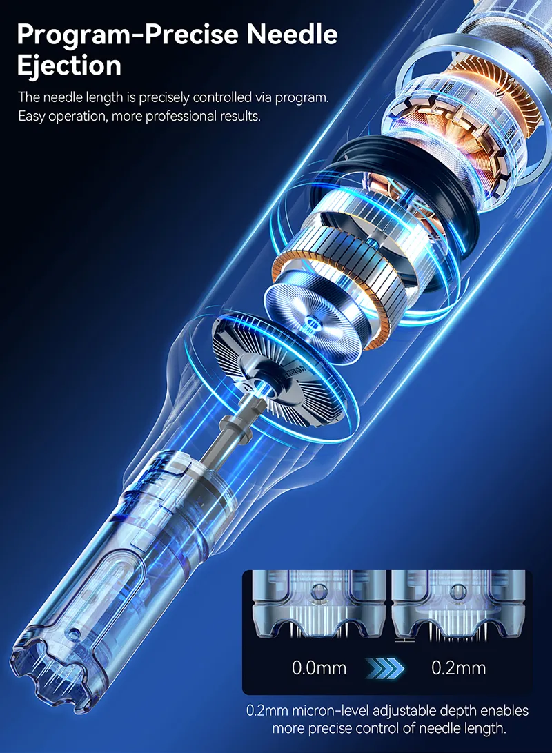 Electric microneedling device with 0.2mm to 2.5mm needle depths for ...