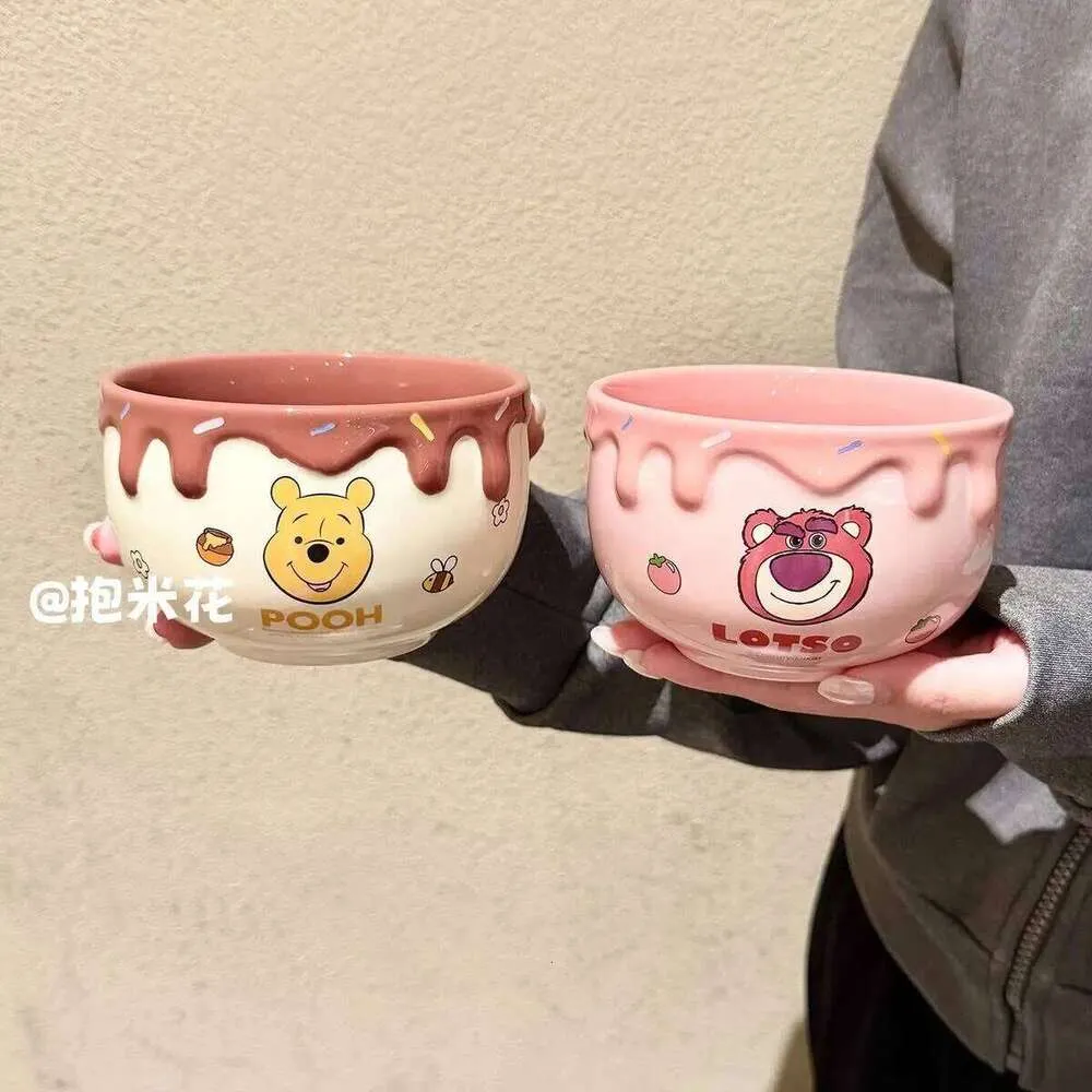 Disney Anime Strawberry Bear New style ceramic rice bowl plate cute ...
