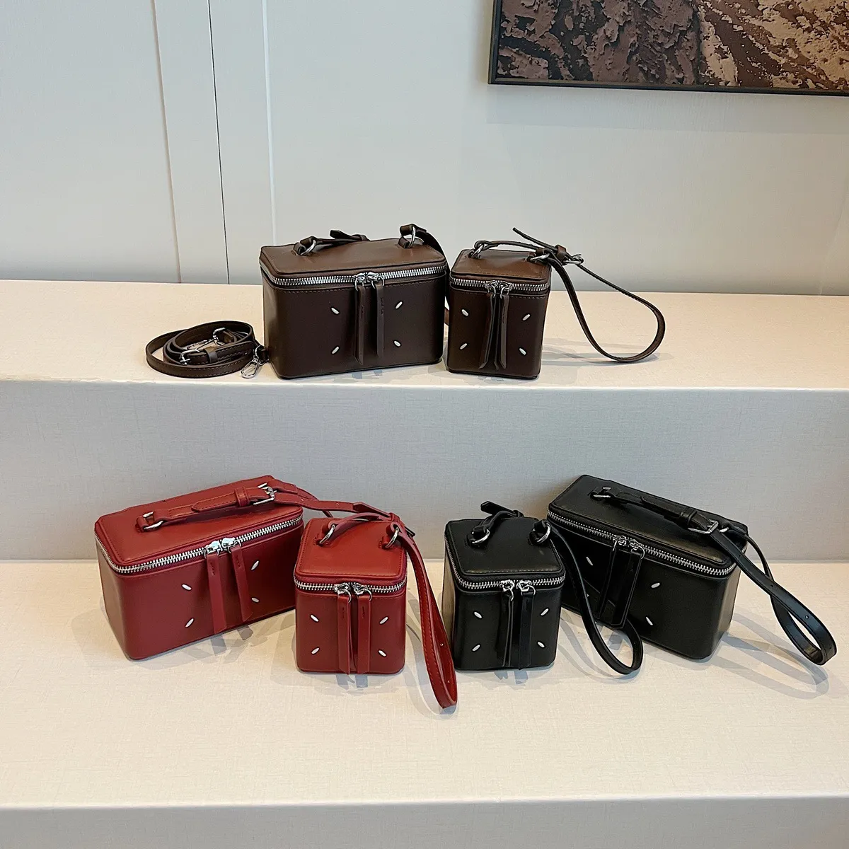 Square Box Hand Held Bill Of Lading Studded Shoulder Bag With Double ...