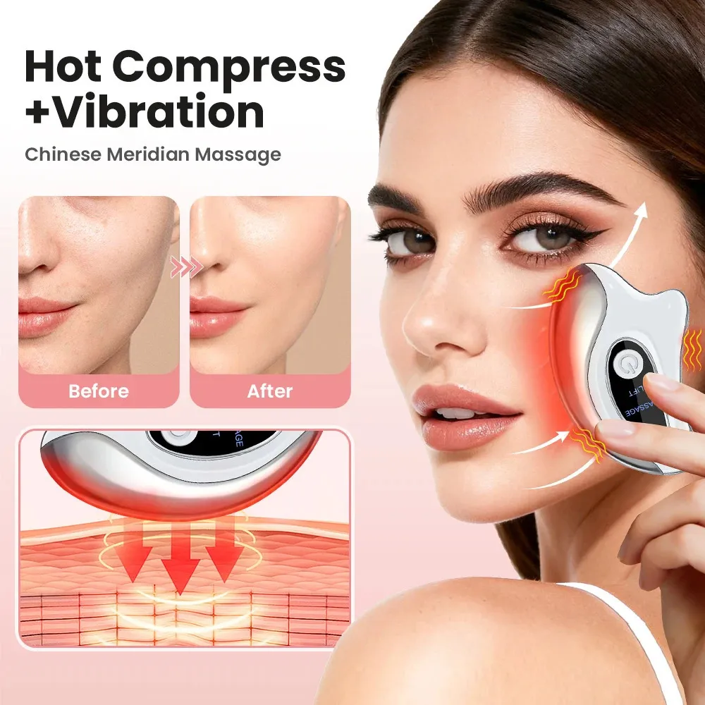 Electric Gua Sha Facial Scraper Board Microcurrent Neck Massager ...