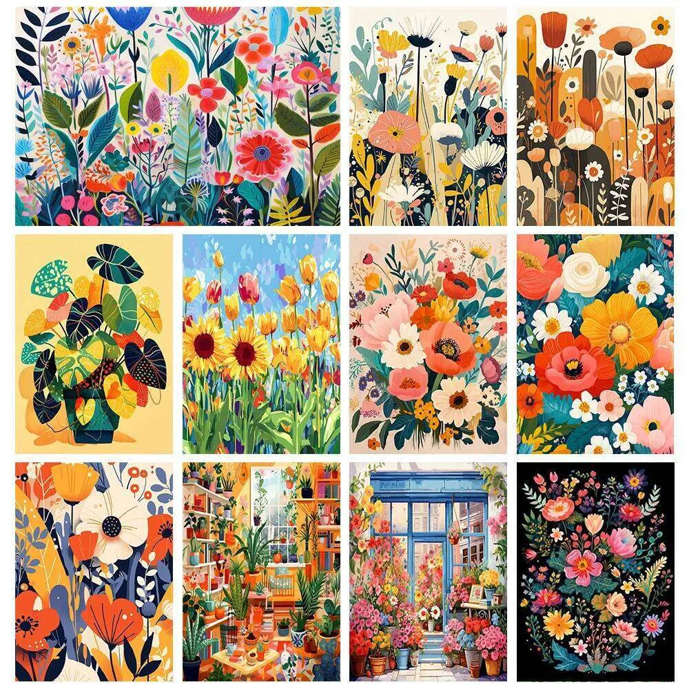 5D DIY Painting Flowers Plant Potted Full Diamond Mosaic Embroidery Kit ...