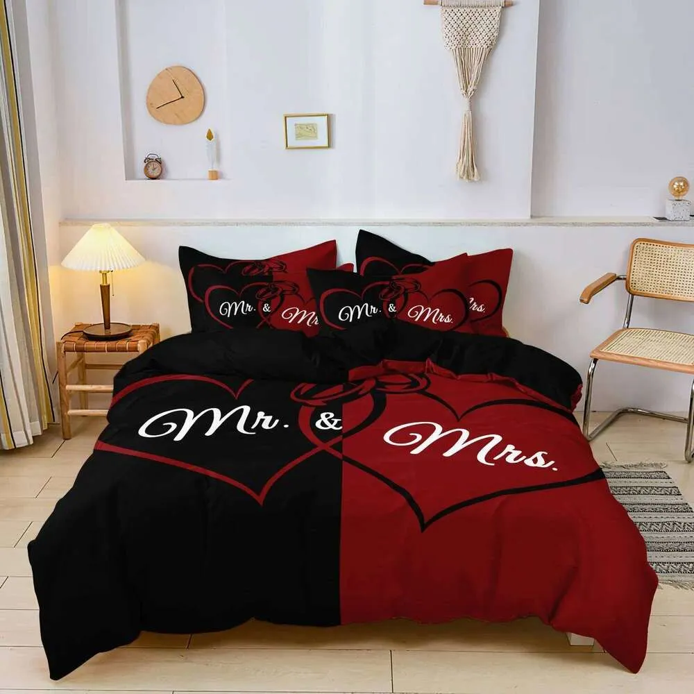 King-Size Heart-Shaped Floral Duvet Cover Set with Jacquard Fabric and ...