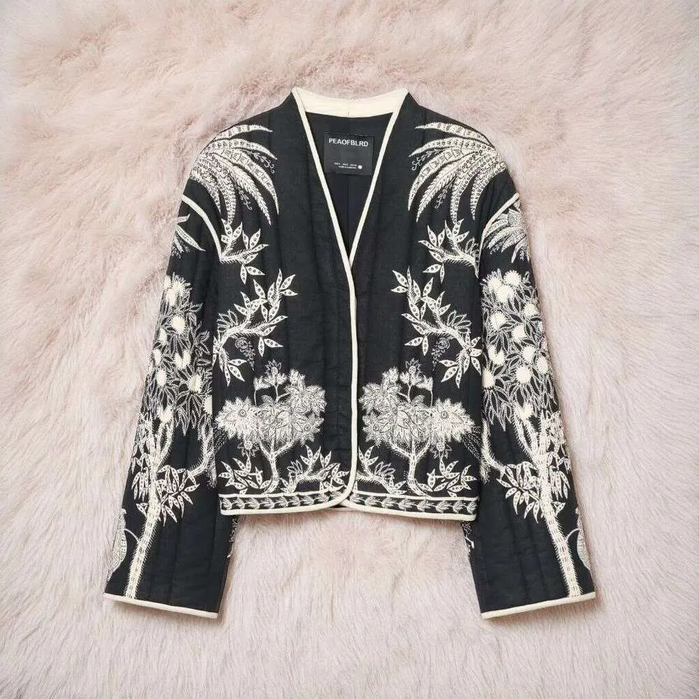 Quilted Commuter Jacket for Women with Belt Closure and Square Collar ...