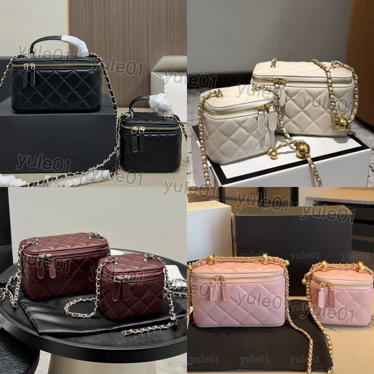 Designer Vanity Bag With Mirror Leather Crossbody Cosmetic Bag For ...
