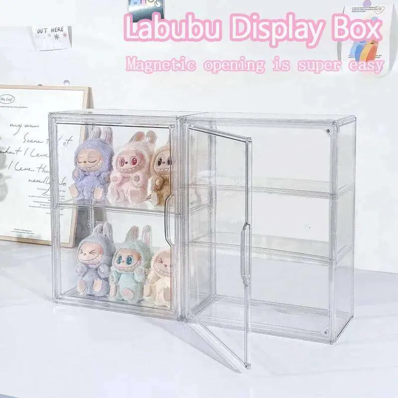 Labubu Acrylic Doll Display Box with 4 Lattice Compartments 12L ...