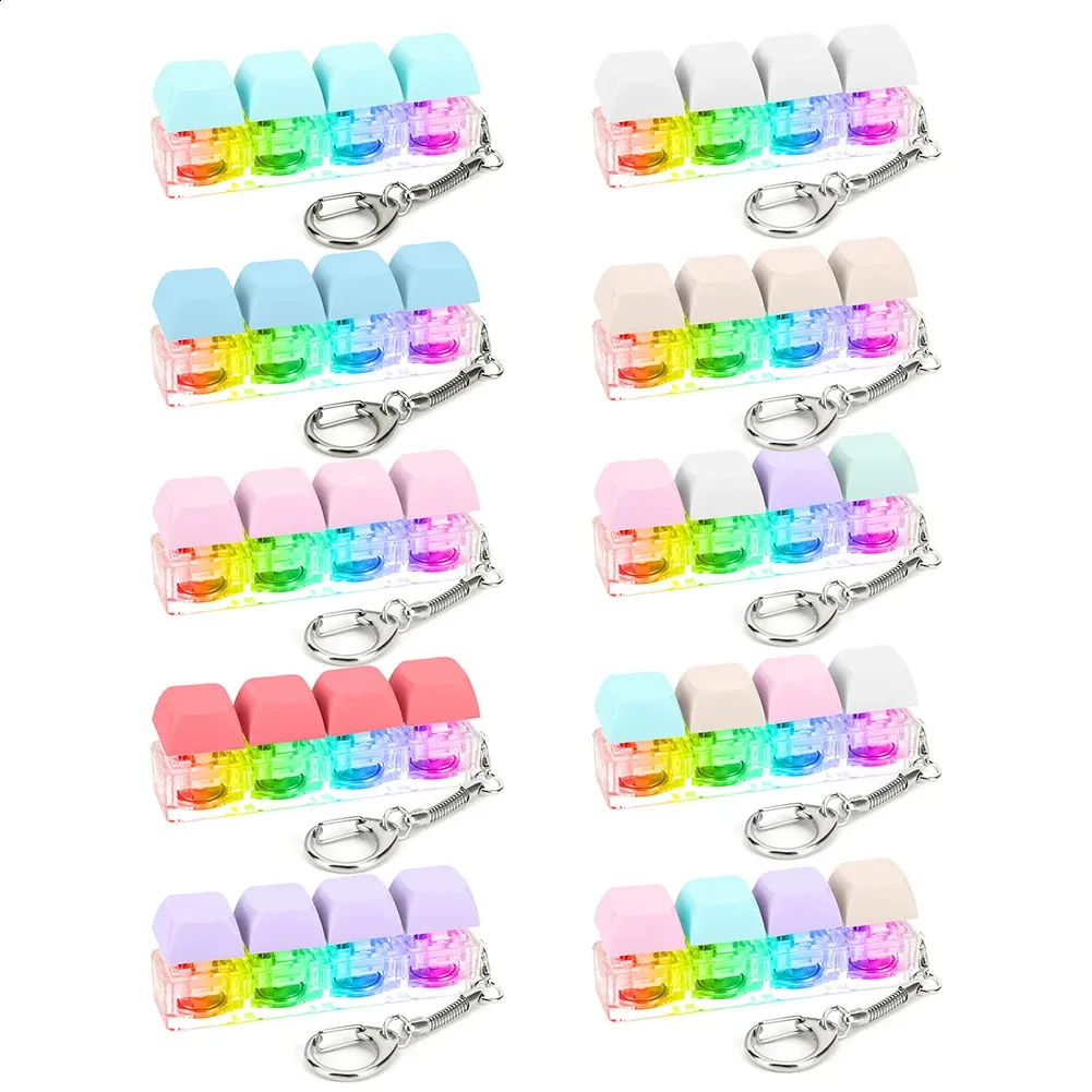 LED Stress Relief Fidget Button Jelly Key Caps Toy DIY Keychain Finger ...