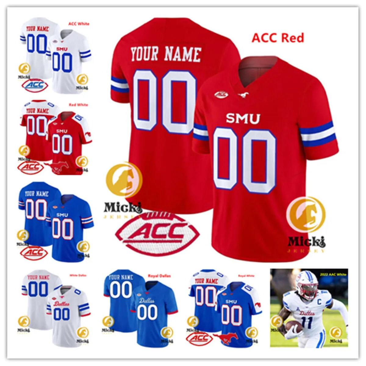 Custom Stitched Camar Wheaton 2024 ACC SMU Mustangs... From Vetements ...