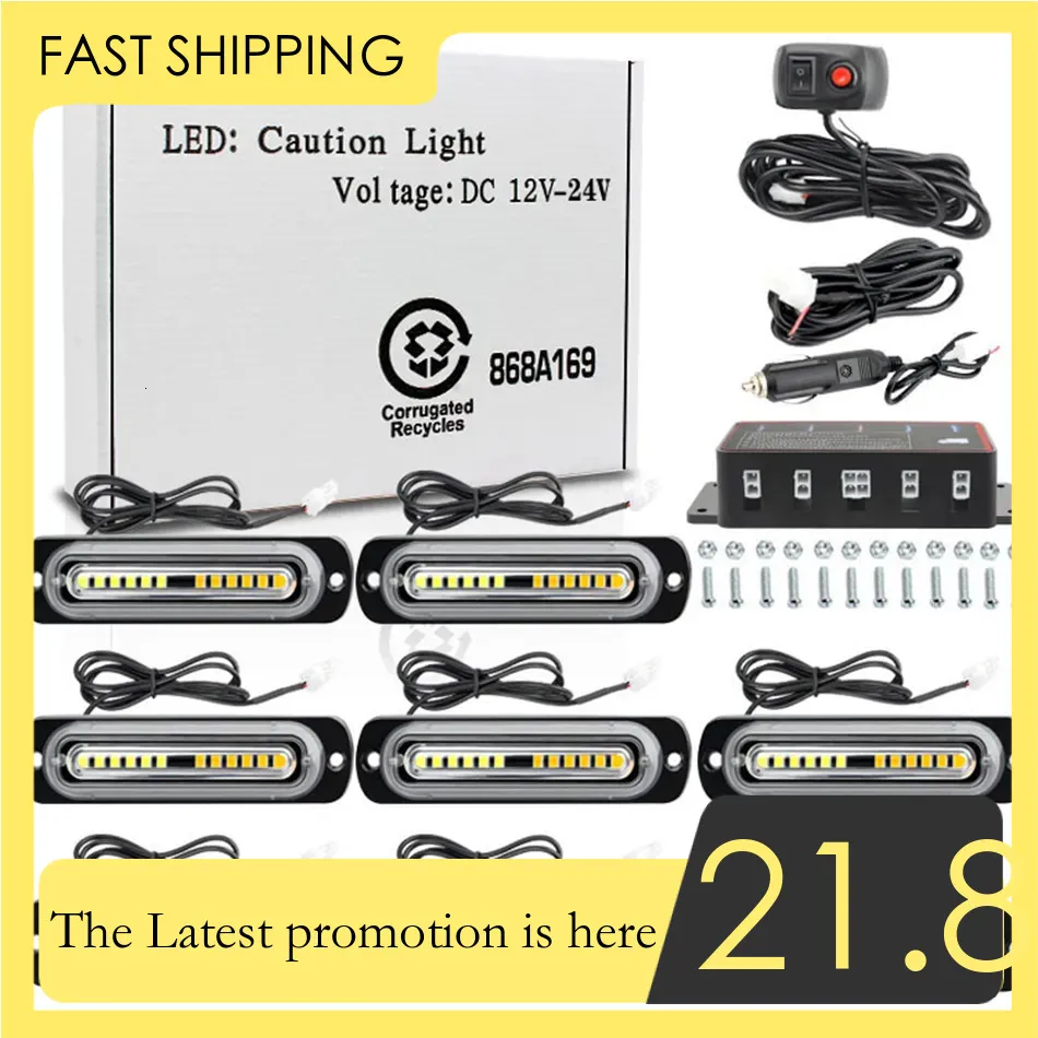 8x12 Inch LED 12V Emergency Strobe Lights Set for Police Ambulance Car ...