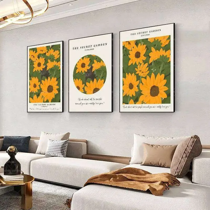 Cat Canvas Wall Art Modern Nordic Small Fresh Orange Hand Painted ...