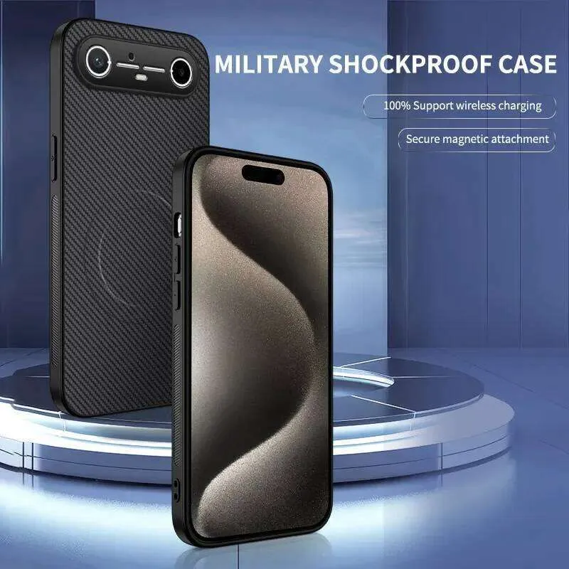 5G Mobile Bumper Case with Kevlar Fiber Magnetic Back Cover for Tecno ...