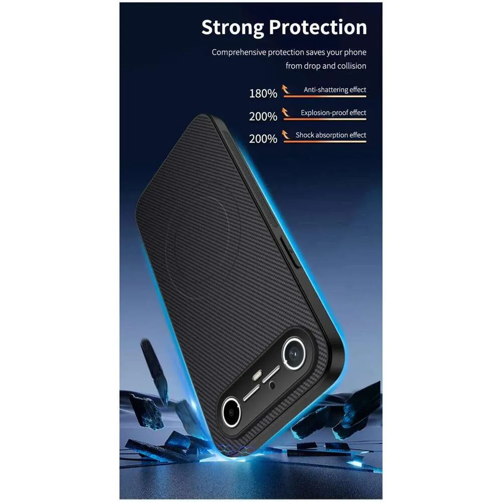 5G Mobile Bumper Case with Kevlar Fiber Magnetic Back Cover for Tecno ...