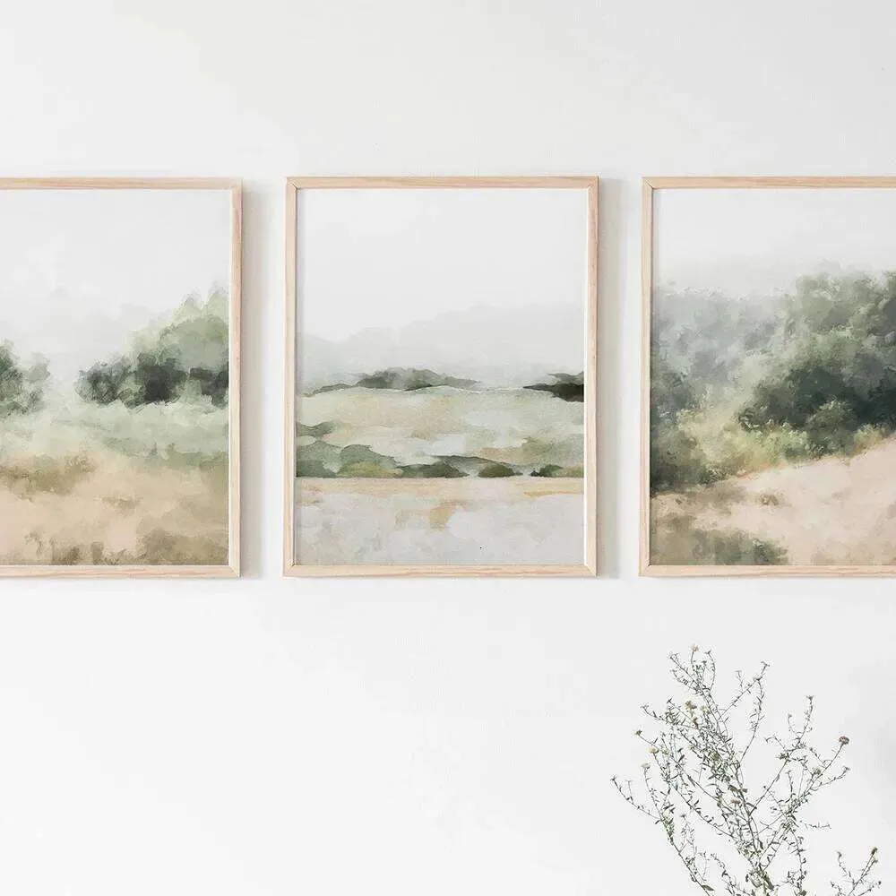 Scandinavian Abstract Wall Art Neutral Landscape Linen Canvas Poster ...