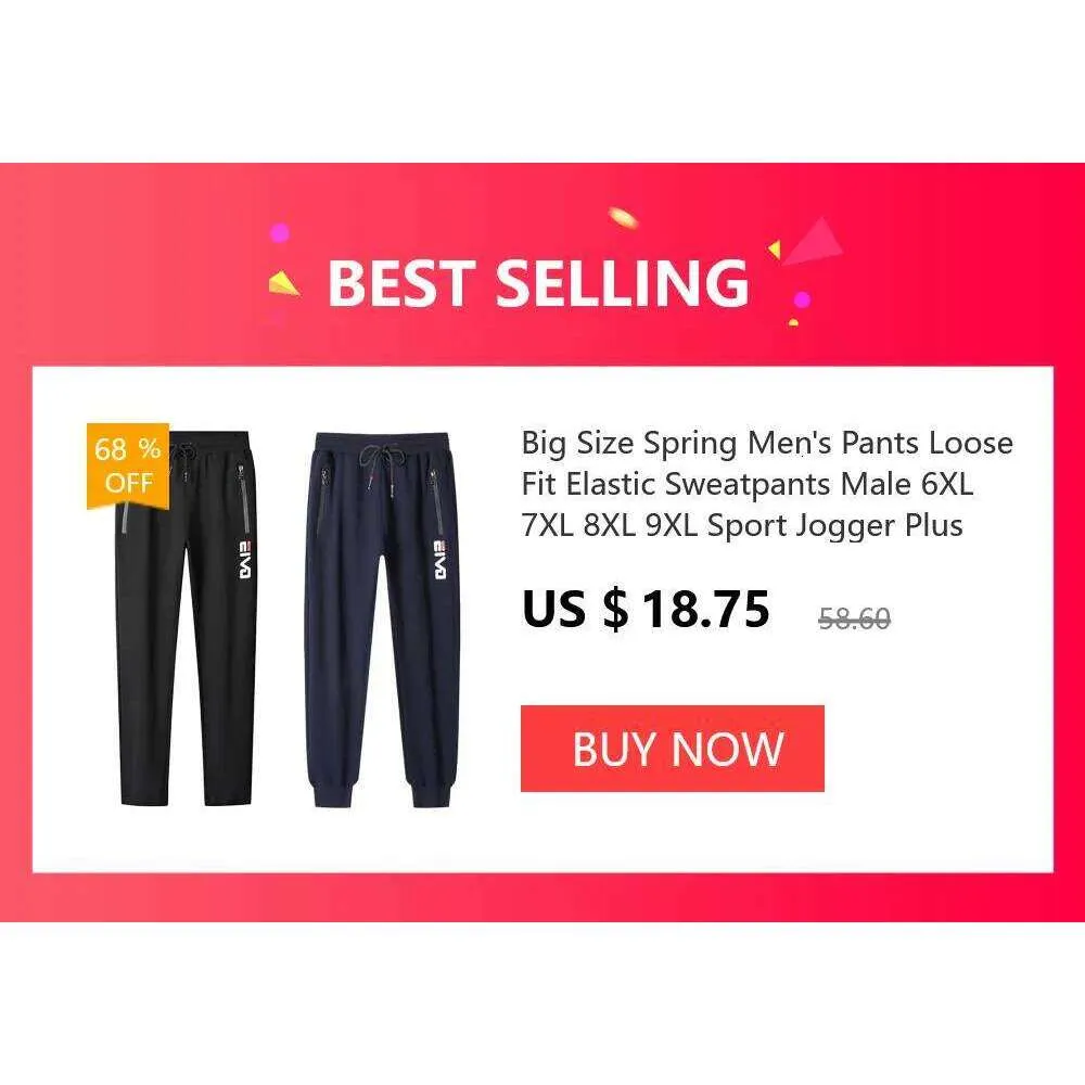 Men's Casual Sweatpants Elastic Waist Polyester Cargo Pants Big Size ...