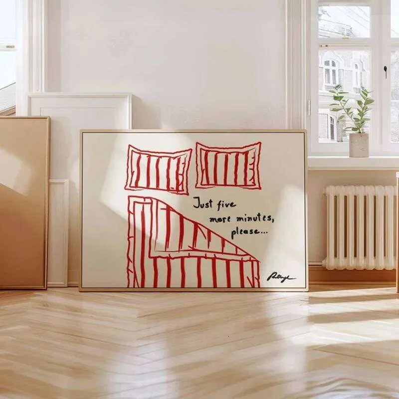 Stay in Bed Goodnight Poster Linen Canvas Wall Art, Unframed Rectangle ...
