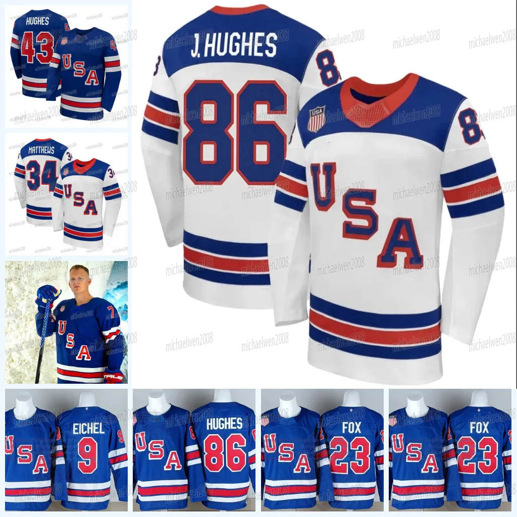 Custom Team Name USA Hockey Jerseys 2026 Olympicss Matthew Tkachuk ...