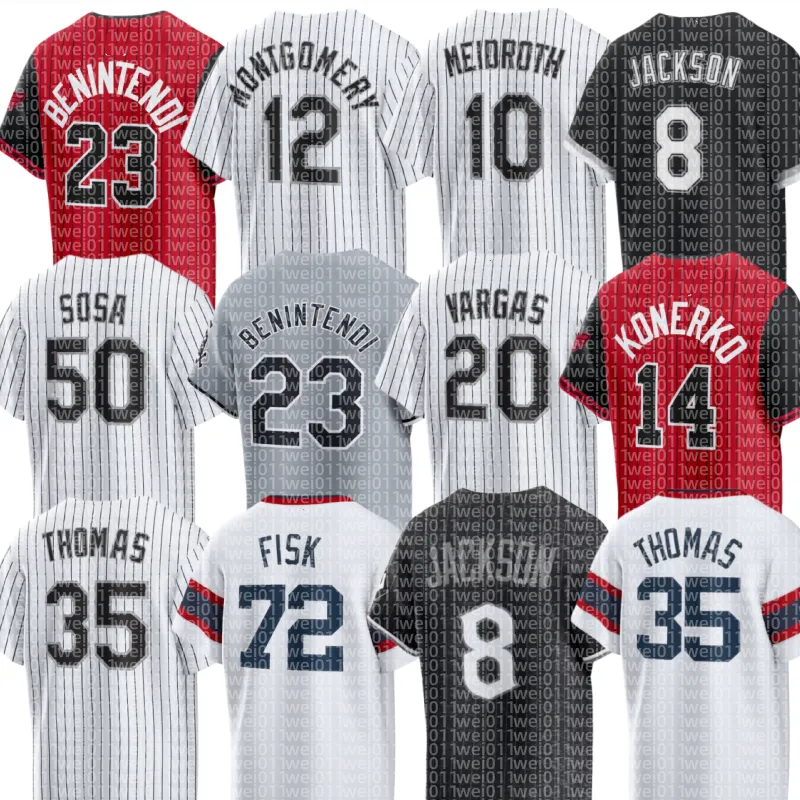 Men's Custom White Sox Baseball Jersey Frank Thomas Bo Jackson Carlton ...
