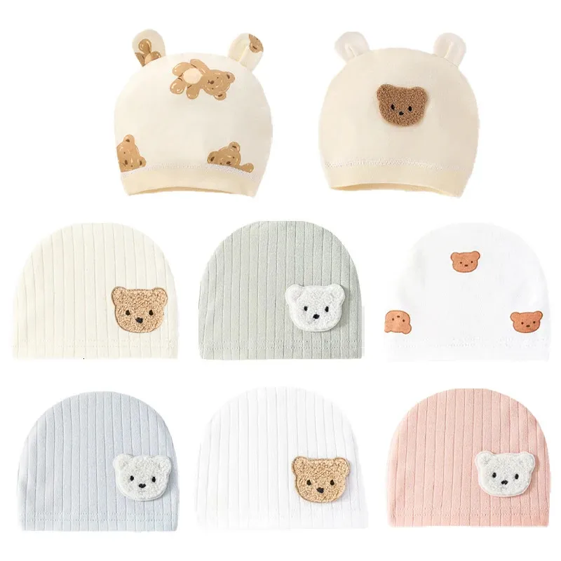 Soft Infant Beanie Caps Baby Hat Cartoon Bear Boneless Muslin Headwear ...