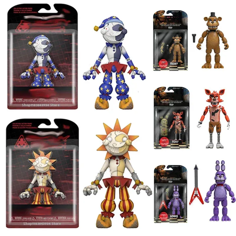 Sundrop FNAF Figures SUN MOON Joker Bonnie Foxy Chica Fazbear Bear ...