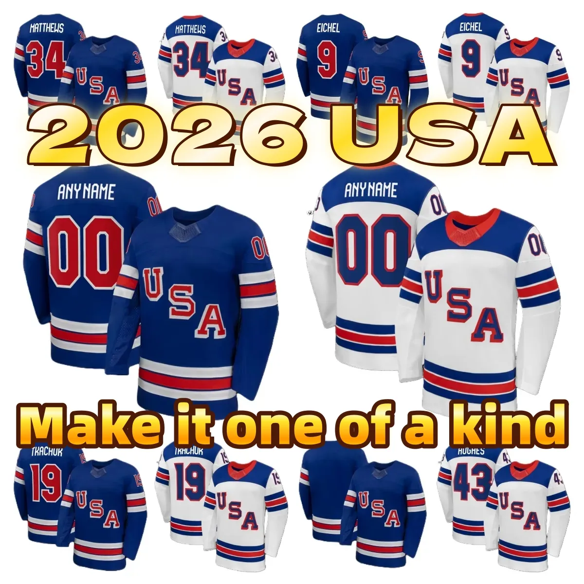 2026 Team USA Olympices Usa Hockey Sweater Featuring AustonS Matthews ...