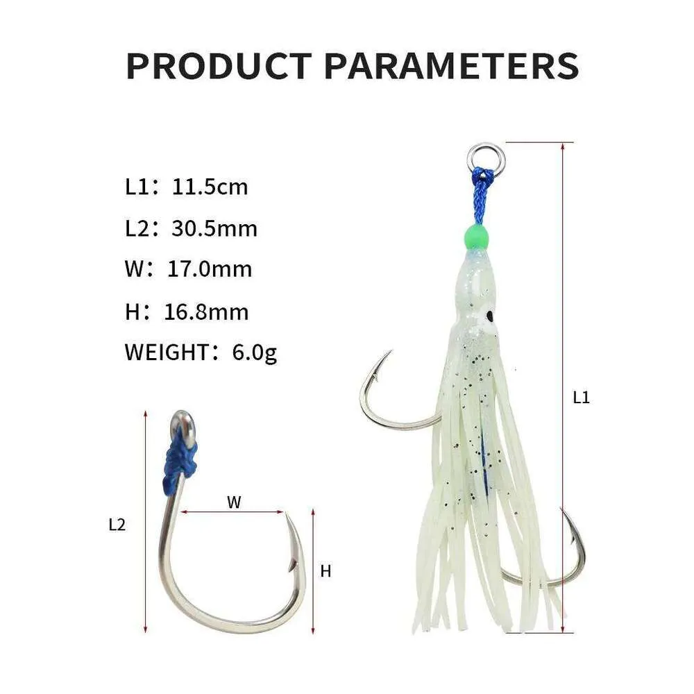 ZYZ Jig Assist Treble Hook for Slow Jigging, High Carbon Steel, Ice ...
