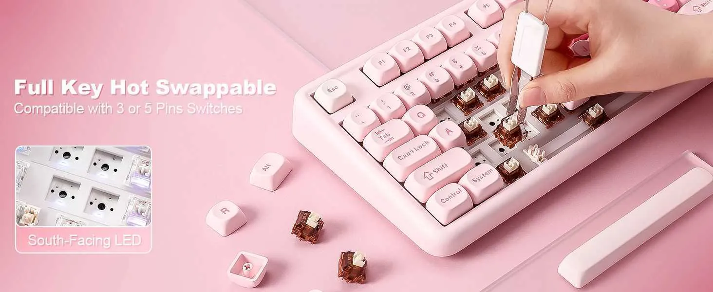 YUNZII B87 Pink Mechanical Pink Keyboard Gaming With... From Baofu010 ...