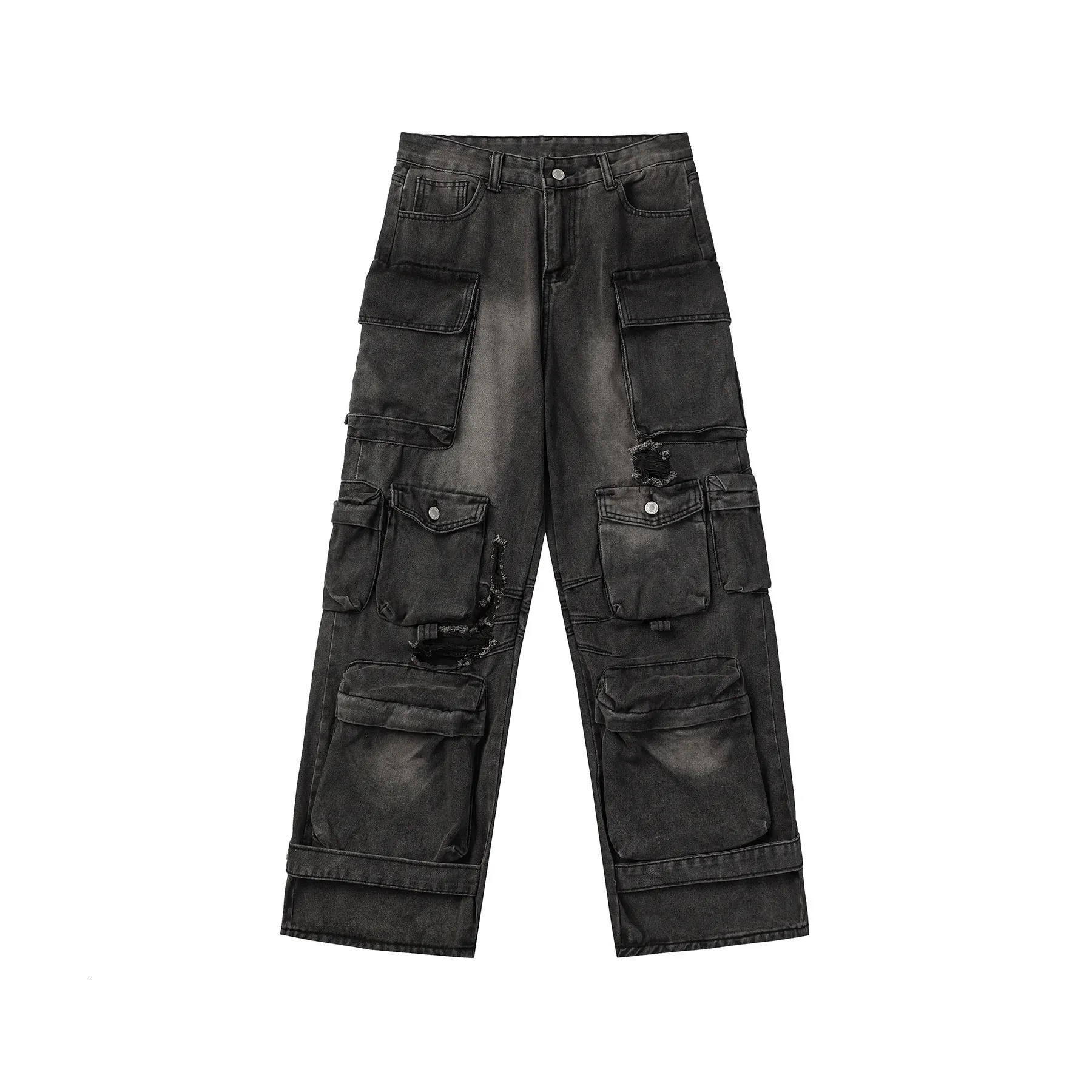 DHgate.com:Vintage Ripped Denim Work Pants - American Style Multi ...