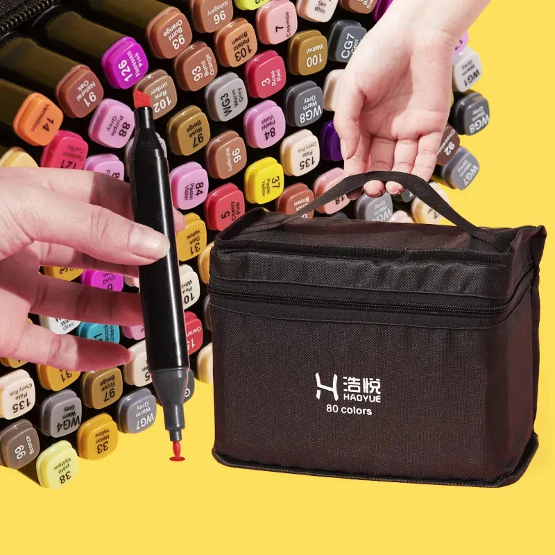 Double Ended Fiber Marker Pen Set: Alcohol Based, Multicolored, Ideal ...