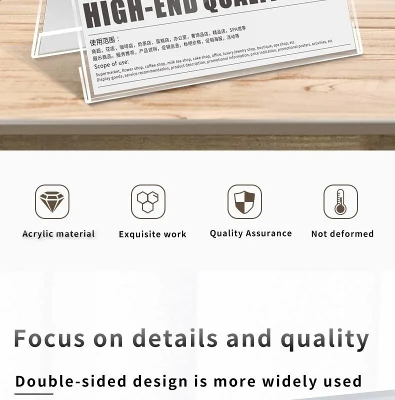 Premium Acrylic Table Sign: V-Shaped, Double-Sided Display for Events ...
