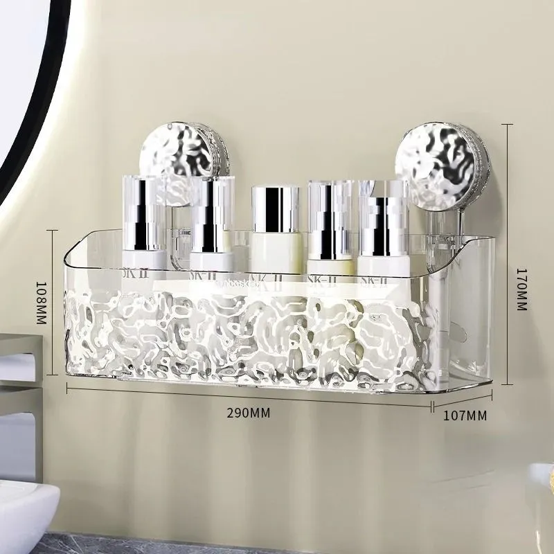 Bathroom Shelf Organizer, Light Luxury Glacier Suction Cup Shelf, Punch ...