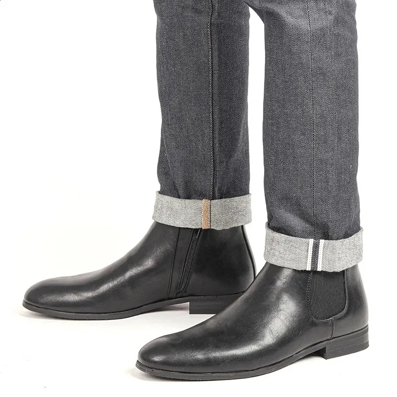 Men's Leather Ankle Boots Winter Half Boots Narrow Width Size 7-13 with ...