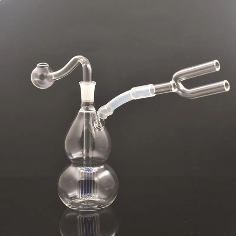 Double Snuff Sniffer Glass Oil Burner Bong Hookah Water Pipes 10mm ...