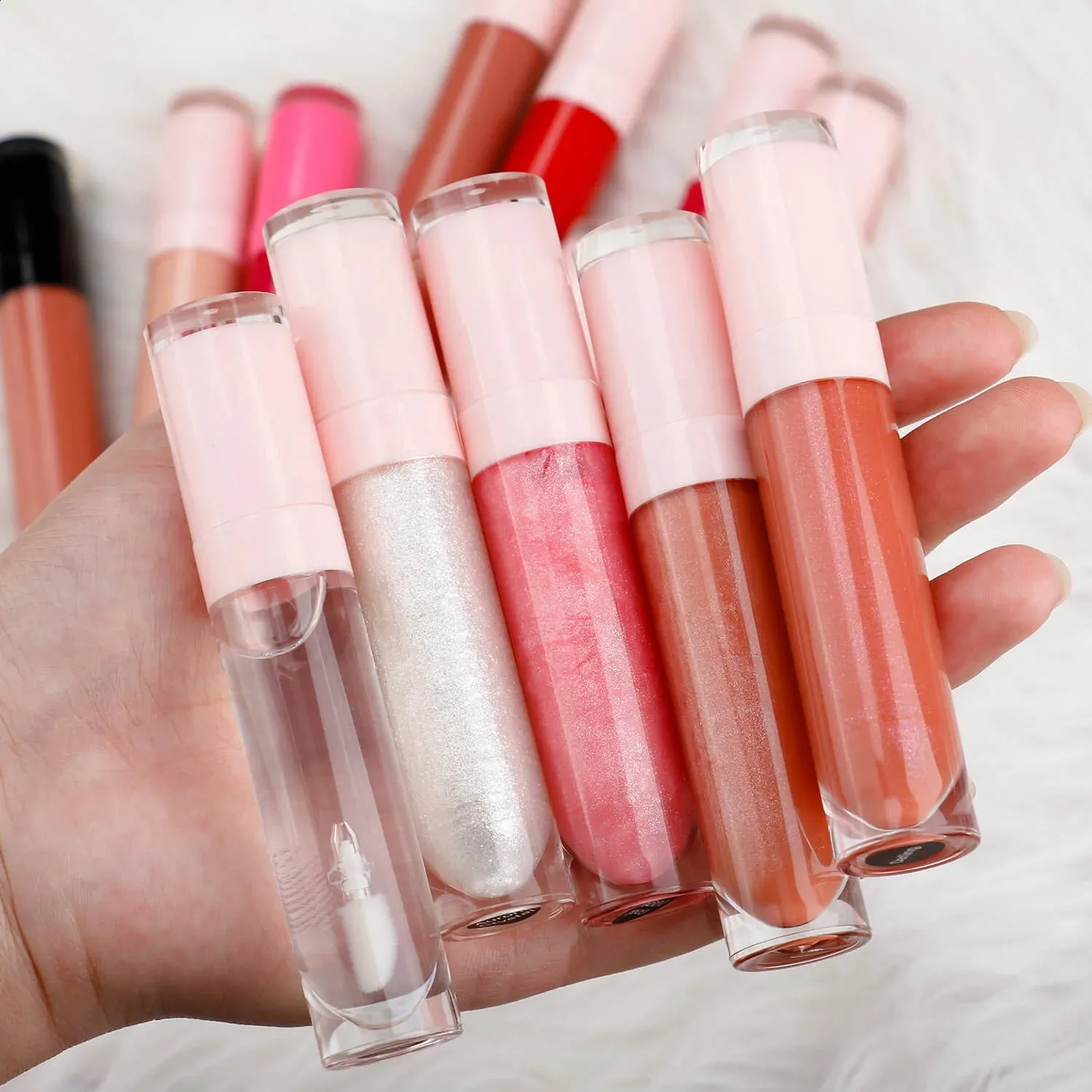 Private Label Lip Gloss Shiny & Matte Liquid Lipstick Set, Custom Pink ...