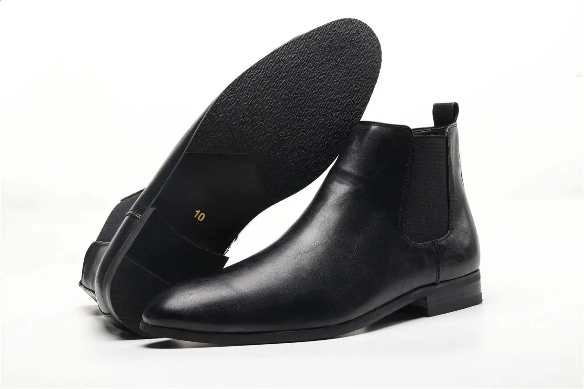 Men's Leather Ankle Boots Winter Half Boots Narrow Width Size 7-13 with ...