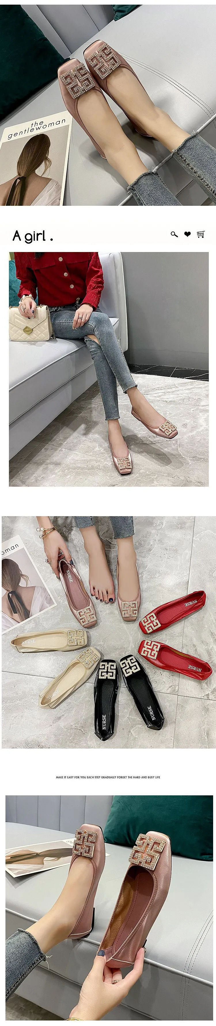 Elegant Rhinestones Ballet Flats - Women's Slip-On Loafers, Shallow ...