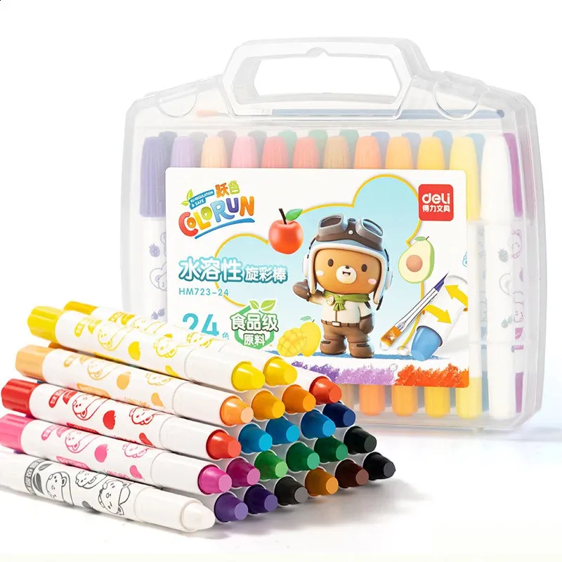 24 Vibrant Oil Pastel Colors Crayons: Non-Toxic, Rotating Art Sticks ...