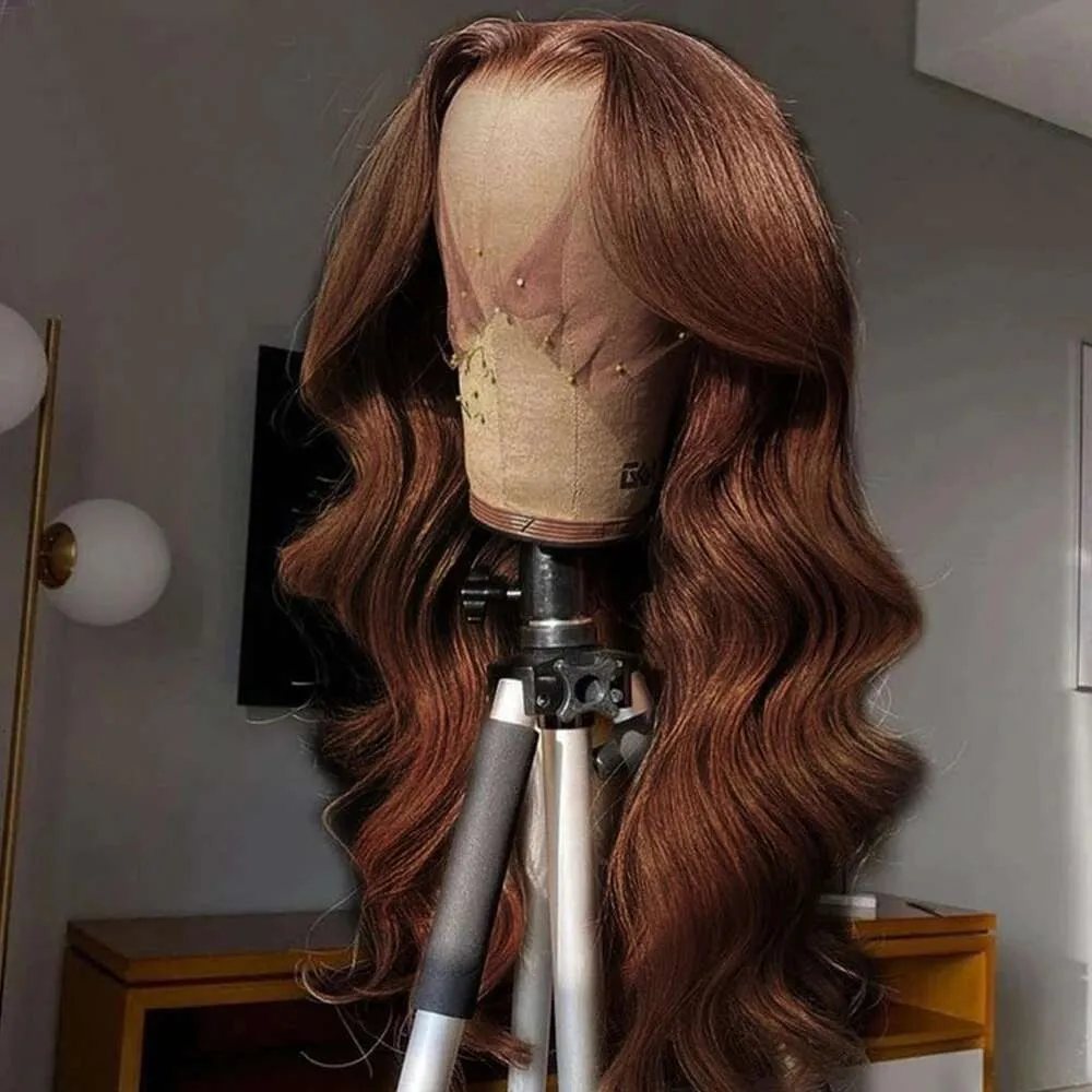 200 Density Wig Soft Brown Wave 30 Inch 5x5 Silk Base Glueless Human ...