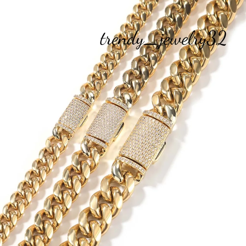 Solid Gold Moissanite Cuban Chain Bracelet & Necklace - 6MM, 8MM, 10K ...