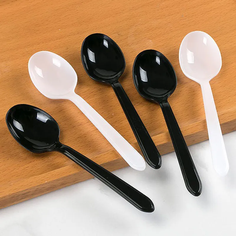 100 Pack Disposable Round Head Plastic Spoons - Ice Cream, Soup, Party ...