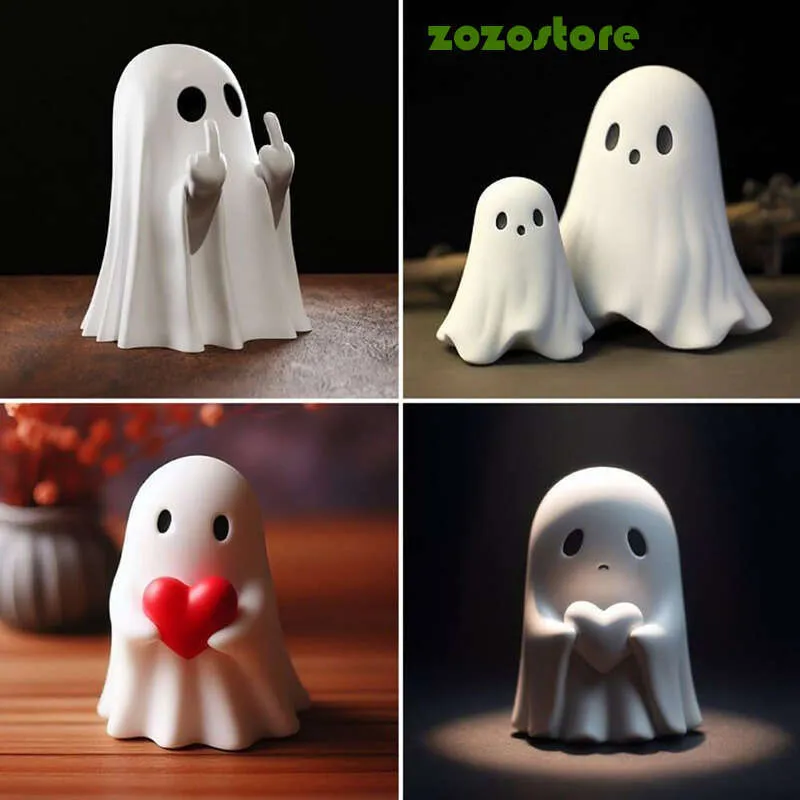 Cute Middle Finger Ghost Statue Perfect For Halloween Home Decor ...