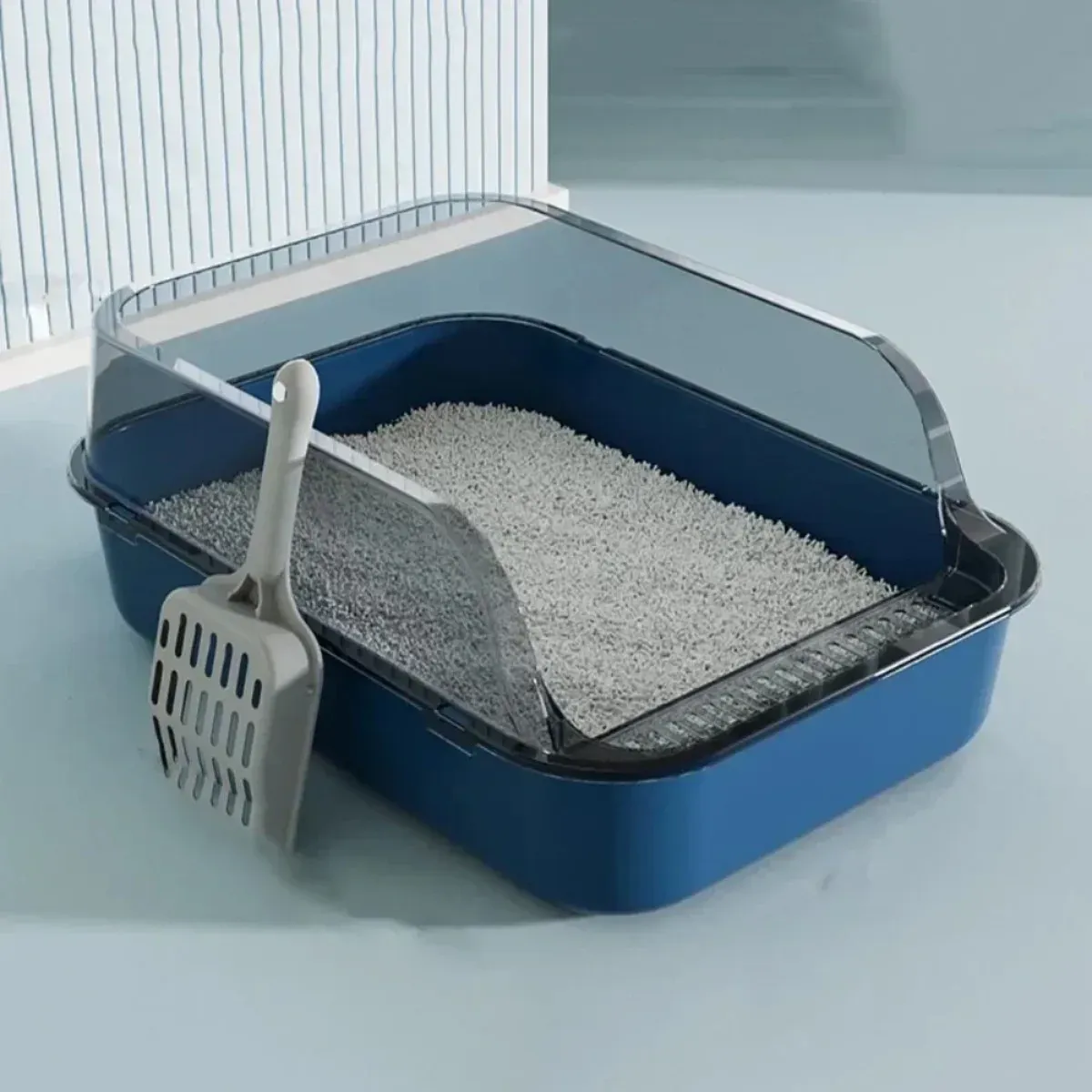 Open Top Cat Litter Box with High Sides, Splashproof Kitty Sandbox ...