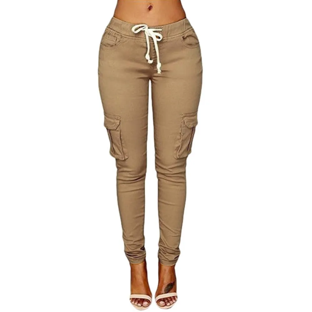 Skinny Cargo Pants for Women - Autumn Fashion Joggers with Pockets ...