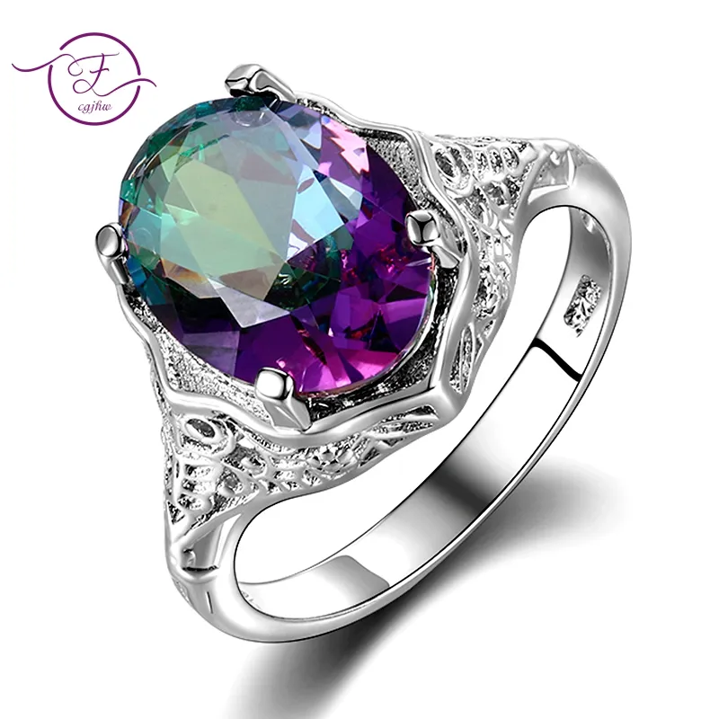 Rainbow Mystic Topaz Ring, S925 Sterling Silver... From Ycbest, $25.32 ...