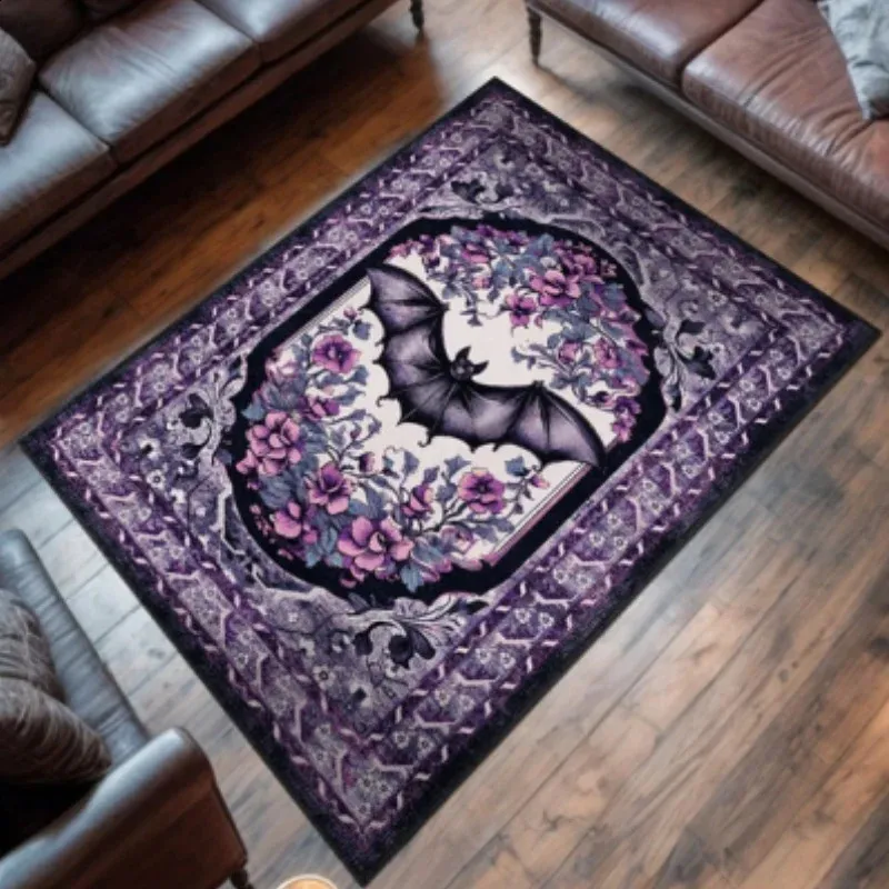 Purple Rococo Gothic Bat Carpet - Eclectic Bedroom Decor, 240x90cm from ...