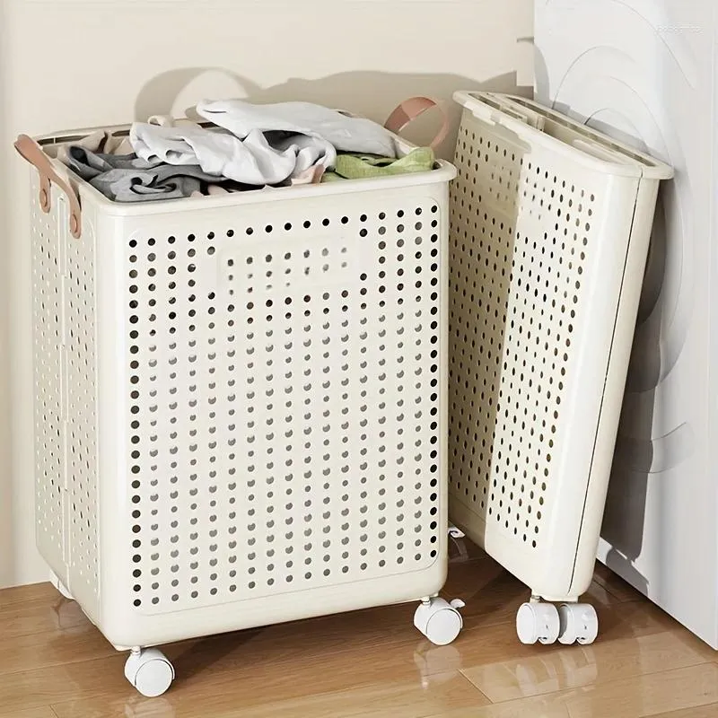 Laundry Bags Rolling Basket Wheeled Foldable Large Capacity Polyester ...