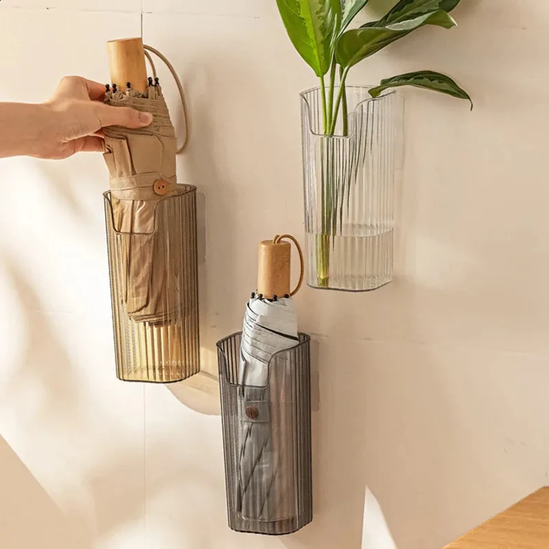 Vertical Umbrella Storage: Modern Wall Mount Organizer, No Drill ...