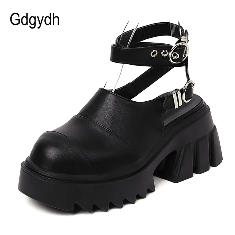 Wholesale Goth Platform Heels With Buckle Accents Women's Slingback ...