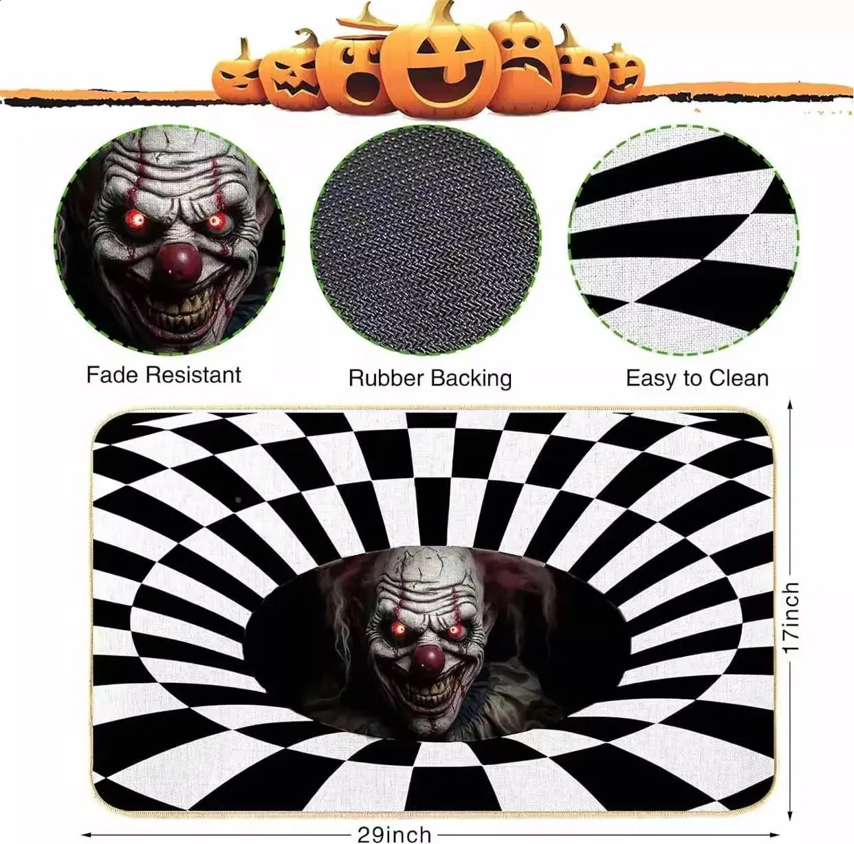 Halloween Clown Door Mat: Anti-Slip Horror Floor Mat, Fun & Simple Care ...
