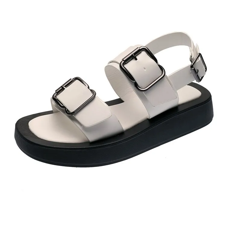 2021Fashion Platform Sandales 3cm Heel Buckle Basic Women Shoes Female ...