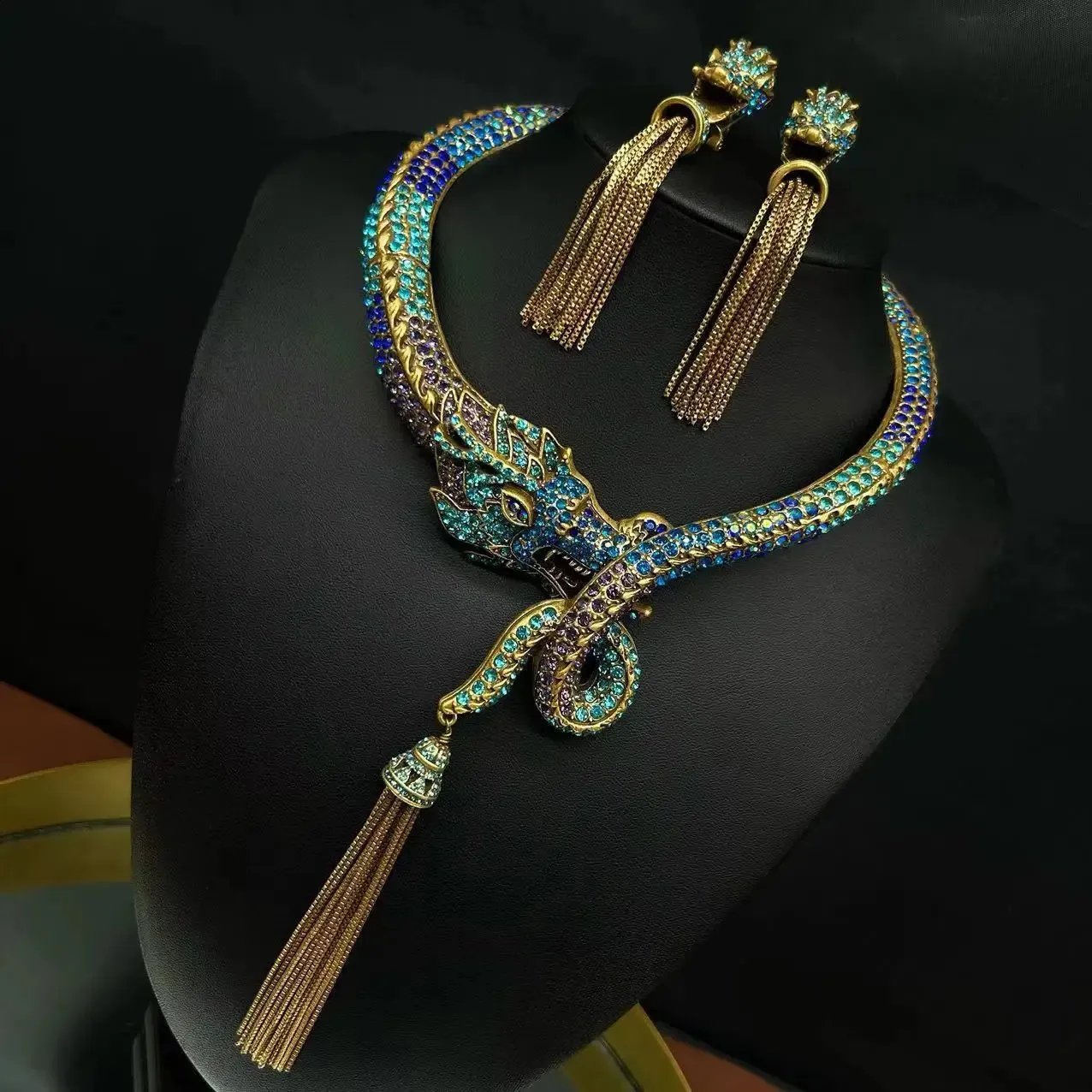Exaggerated Dragon Jewelry Set: Zodiac Necklace & Earrings - Europe ...