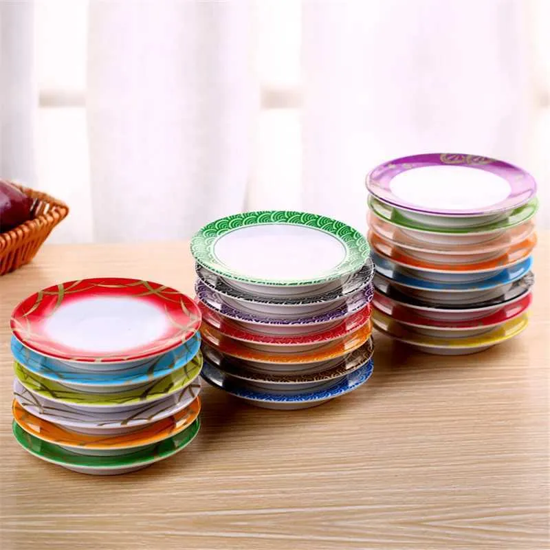Small Melamine Sushi Dish Colorful Rotating Conveyor Belt Style Serving ...